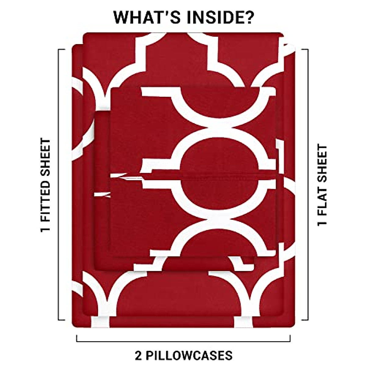 Utopia Bedding King Sheet Set, Soft Microfiber 4 Piece Bed Sheets with 16" Deep Pocket - Easy Care Brushed Microfiber (Quatrefoil - Burgundy)