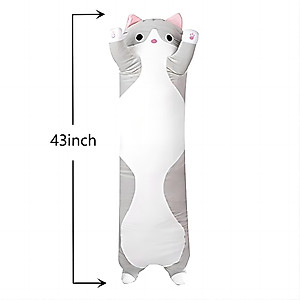 Cat Plush Toy Long Cotton Cute Cat Doll Plush Toy Soft Cotton Stuffed Sleeping Pillow Great Gift for Your Girlfriend or Kids for Over 1 Years Old Kids