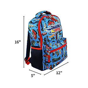Hot Wheels Race Car Boys 16 Inch School Backpack (One Size, Blue)