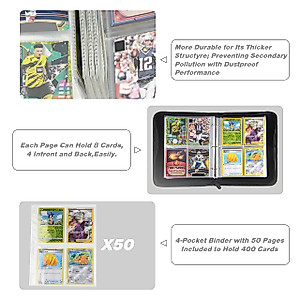 400 Pockets TONESPAC Card Binder Carrying Holder Compatible with Trading Cards Binder, Coupon Organizer Baseball Card Sleeves, Sports Cards (Teal)