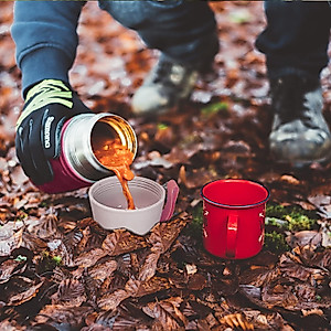 LUNCHALOT Insulated Food Jar for Hot Food in a Bag - 15 & 21 Oz Soup Lunch Box Container for Adults Vacuum Stainless Steel Jar & Foldable Spoons - Pink Wide Mouth Flask for Work Travel
