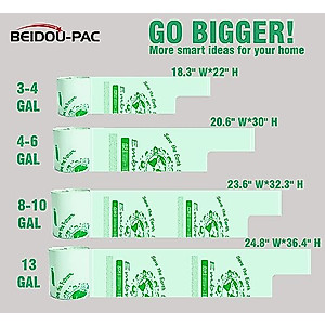 BEIDOU-PAC 4-6 Gallon Compostable Trash Bags, 50 Count, Compost Bags Kitchen Trash Bags with Handle, Sturdy Biodegradable Garbage Bags Food Scrap Waste Bags, ASTM D6400, US BPI Certified