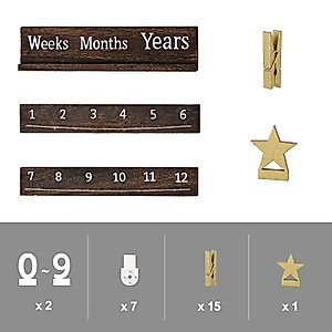 Mkono Nursery Wall Baby Picture Frame Weekly Monthly Years Milestone Board Wood Hanging Kids Growth Photo Display Farmhouse Baby Room Bedroom Nursery Decor Gift for Baby Shower Birthday Mothers Day