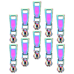 TEHAUX Rainbow Pulls Zipper Replacement 10pcs Metal Slider Zipper Repair Zipper for Sewing DIY Tailor Craft Coats Jacket Purses Luggage Backpacks Bags Shoes