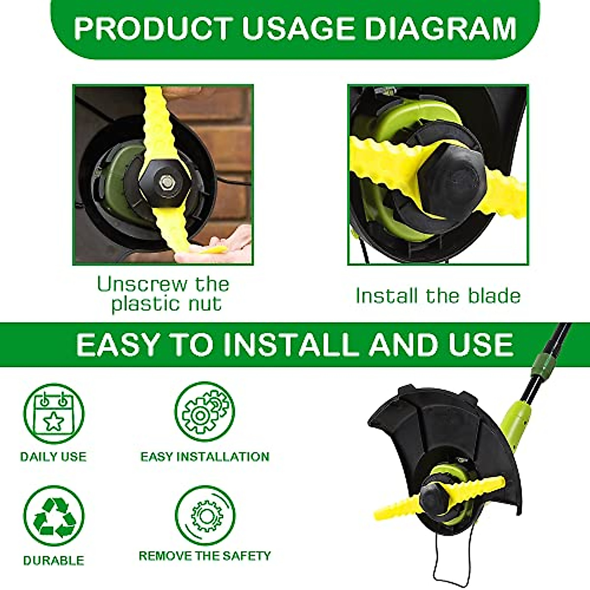 SB601RB-3Pack Replacement Blade Sharp Blade, Replacement Blades, Weed Wacker Blades Compatible with Electric/Trimmer/Edger Blade for SB600E, SB601E & SB602E, Yellow