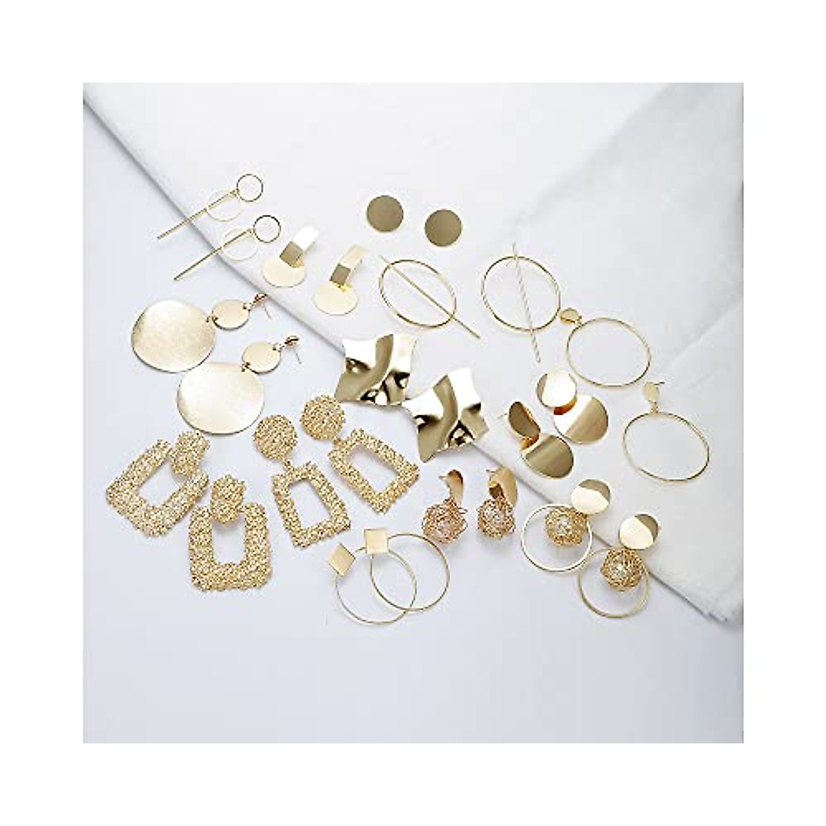 13 Pairs Statement Drop Dangle Earrings, Gold Stud Earrings for Women & Fashion Big Geometric Earrings for Girls, Hanging Earring Set Jewelry Gifts