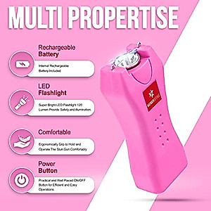 Avenger Defense Portable Stun Gun Mini for Women - Rechargeable Self Defense Flashlight Device (Orchid Pink, Plastic)