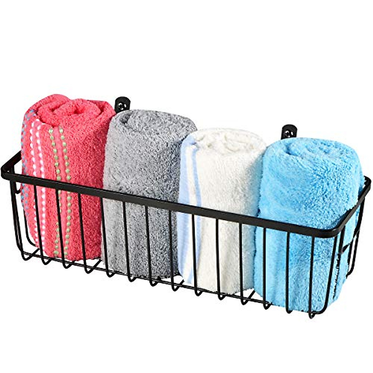 SheeChung Farmhouse Decor Metal Wire Bathroom Storage Organizer Basket Bins - for Cabinets, Shelves, Closets, Vanity Countertops, Under Sinks, Pantry, Laundry Room, Garage - Small, 2 Pack (Black)