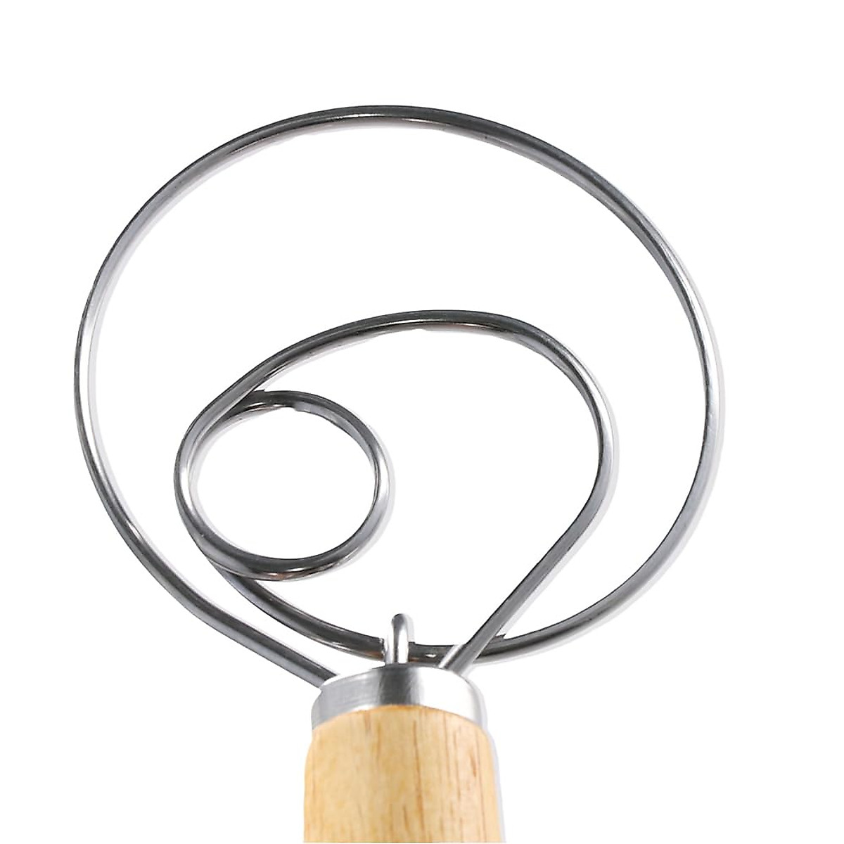 Vctitil 4Pcs Dough Whisk Bread Mixer&Egg Whisk Kits,Bread Making Tools Set,Dutch Whisk,Hand Rotary Whisk,with a Dough Scraper,Ideal for Baking,Pastry(4pcs)