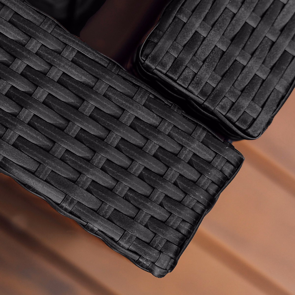 Nestl Patio Furniture Set – Outside Furniture Patio Set, 7 Piece Outdoor Patio Furniture Sets, Patio Conversation Sets with Patio Sectional, Black Wicker Patio Furniture Sets with Off White Cushions