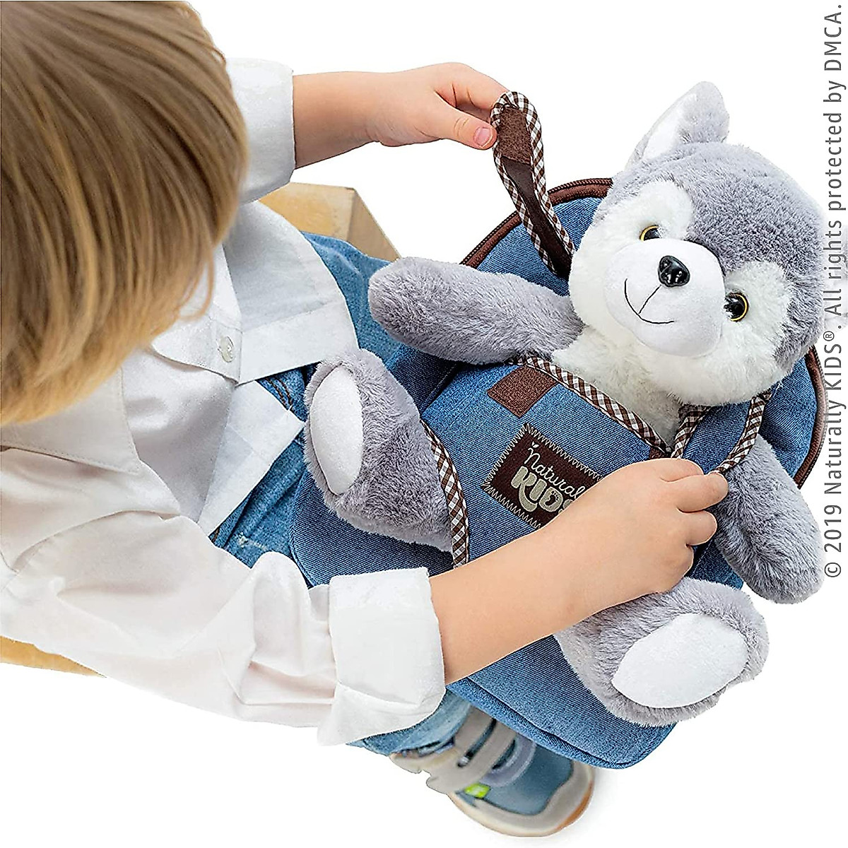 Wolf Backpack, Wolf Toys for Girls Boys, Wolf Stuffed Animal, Husky Toy for Kids