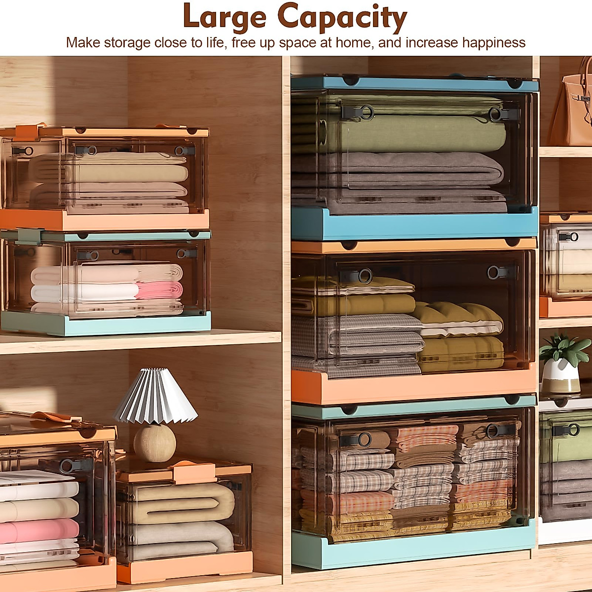 CTSNSLH 228QT Storage Bins with Lids, 3 Packs Plastic Storage Bins for Closet Organizers and Storage, Closet Storage Bins for Home, Dorm(76QT*3)