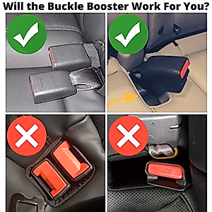 BPA-FREE Buckle Booster (Short Model, With Side Slit), Raises & Stabilizes Your Buckle - Fasten Your Car Seat Belt Easily - Innovative Design Snaps Around Receptacle - Fun Kid Safety Stickers (5-Pack)