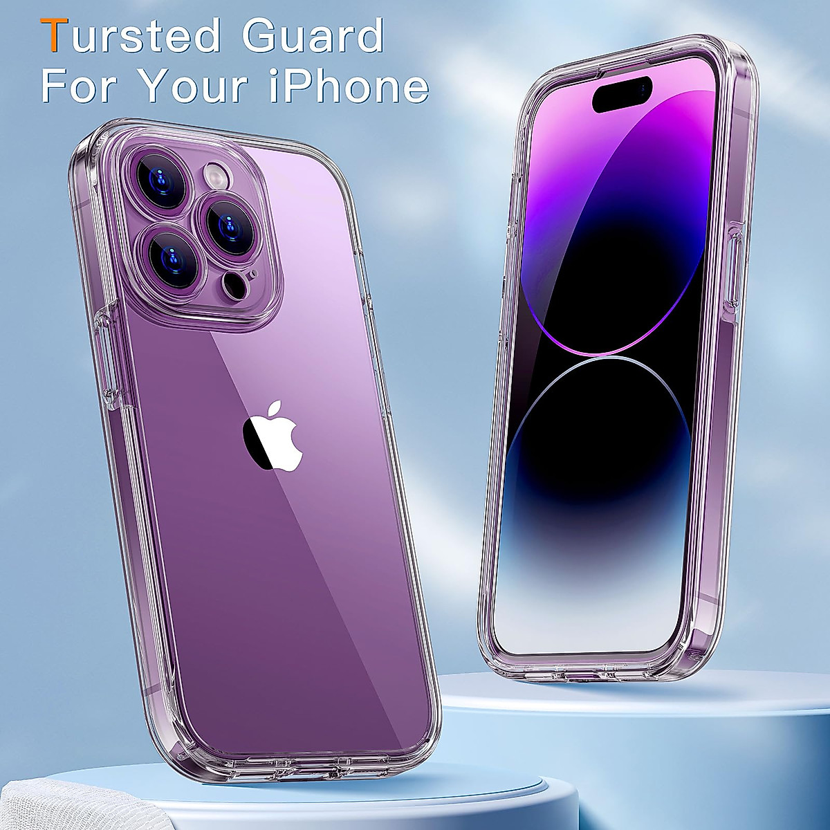 COOLQO Compatible for iPhone 14 Pro Max Case with Screen Protectors, Military Grade Drop Protection, Dual Layer Design Non-Yellowing Heavy Duty Protective Shockproof Phone Bumper Case, Clear