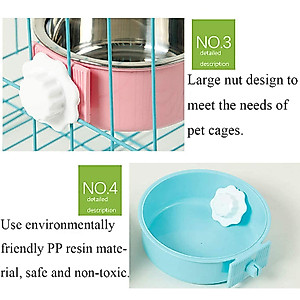 QIYADIN Stainless Steel Removable Pet Food Bowl, Anti-overturn Water Feeder Container, Suitable for Small Dog/Cat/Rabbit, 2 Set of Crate Bowls, Easy to Install and Clean