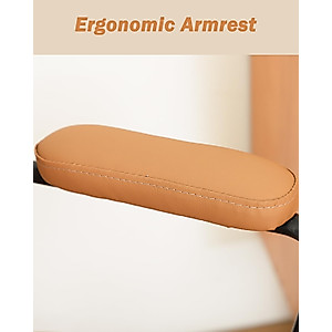 Small Office Desk Chair with Armrests Comfy Low Back Lumbar Support,Adjustable Height 360°Rolling Swivel Wheels,Modern PU Leather Office Task Chair,for Home, Bedroom,Office,Small Space (brown)