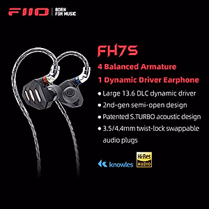 FiiO FH7S in-Ear Earphones High-Performance 1DD+4BA Hybrid Technology IEM Earbuds with 3.5/4.4mm Plug