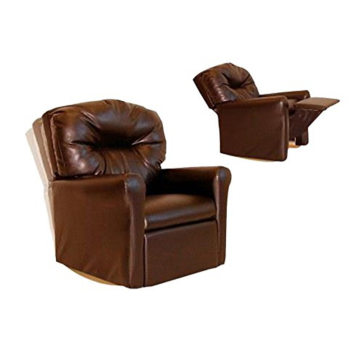 Dozydotes Child Rocker Recliner Contemporary Pecan Brown Leather DZD11531