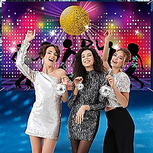 70s 80s 90s Disco Party Backdrop Retro Disco Party Decorations Disco Fever Dancers Backdrop for Let's Glow Crazy Theme Party Neon Night Birthday Photography Photo Booth Background 72.8 x 43.3 Inch