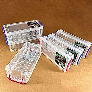 Odowalker 6 Pack Large Capacity Pencil Box with Buckles Office Supplies Storage Organizer Box Stackable Clear Pen Container Brush Painting Pencils Storage Box Drawing Tools for Kids
