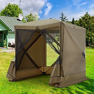 JOMEED 6’ X 6’ Pop Up Canopy Tent, Outdoor Camping Gazebo Screen Tent 4-Sided Gazelle Tent with Mosquito Netting, Portable Carry Bag for Lawn and Backyard (6ft x 6ft)