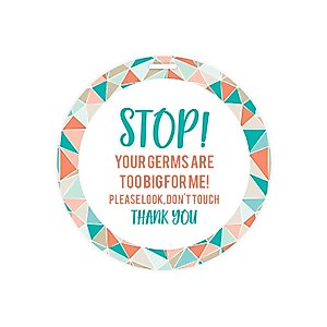 Teal And Coral Geometric Pattern No Touching Baby Car Seat Sign/Modern Gender Neutral Stop Baby Stroller Tag