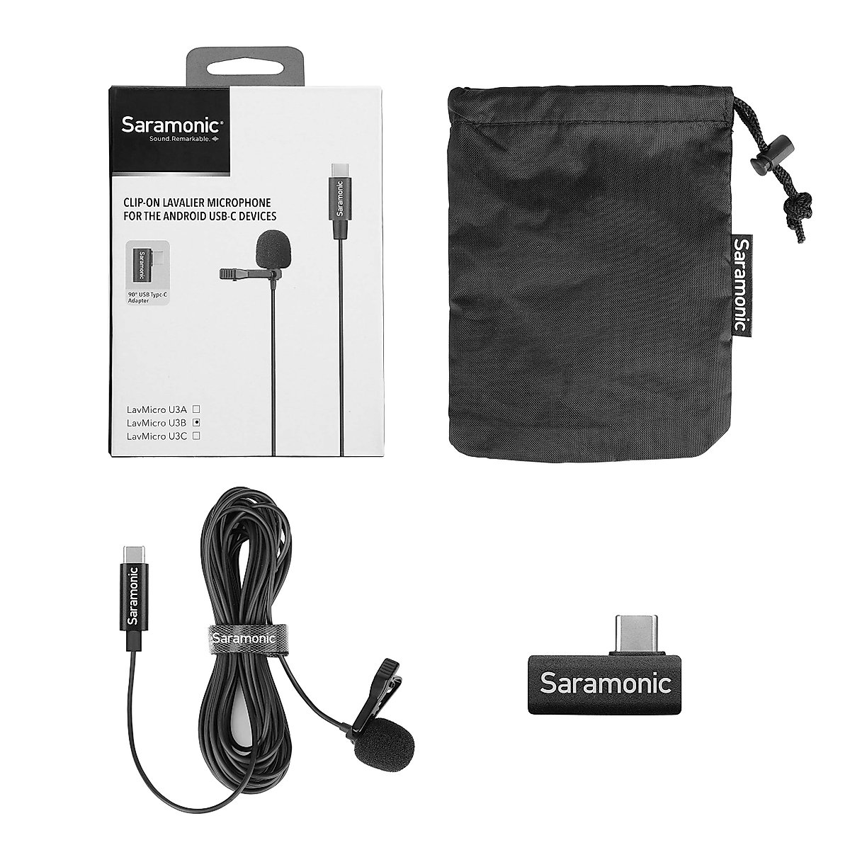 Saramonic LavMicro U3B USB-C Lavalier Microphone for iPhone 15, Android, New iPad, Computers & More with 19.7' Cable & 90˚ Adapter for Vlogging, Interviews, YouTube, TikTok, Live Streaming