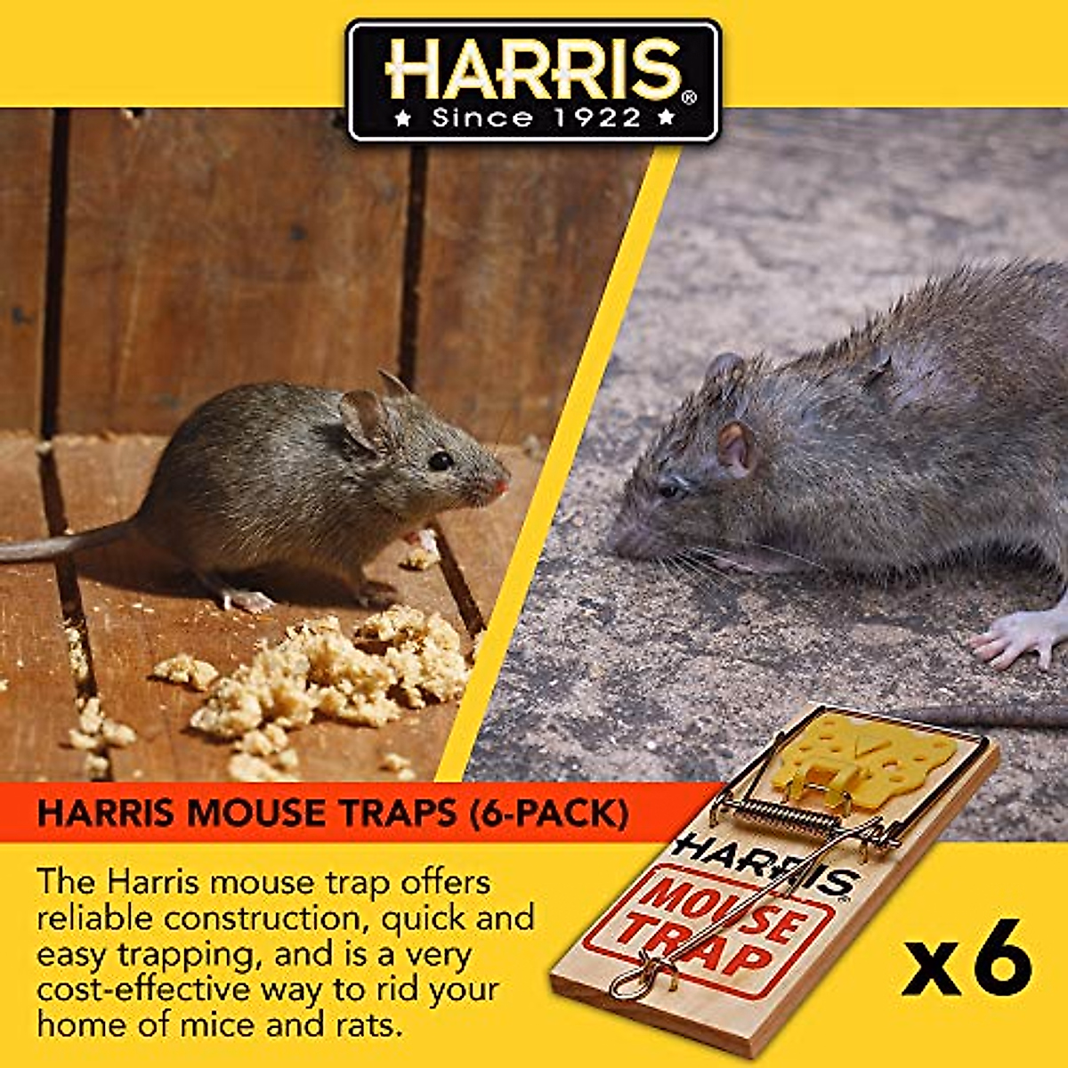 Harris Wooden Mouse Snap Traps (6-Pack)