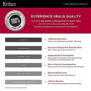 KRAUS Outlast MicroShield Scratch-Resist Stainless Steel Undermount 60/40 Double Bowl Sink, 32" 16 Gauge, Premier Series KBU24E