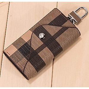 Women Men Leather Car Key Chain Card Holder, Money Wallet Pouch Case 6 keys Organizer Bag Case (Black)