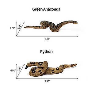 UANDME 8pcs Fake Snakes Toy Figurines Realistic Fake Snake Prank Rubber Snake Props Scary Snake Toy Scare Birds, Cobra Snake, Boa Constrictor, Coral Snake, Rattlesnake Wild Life Figures