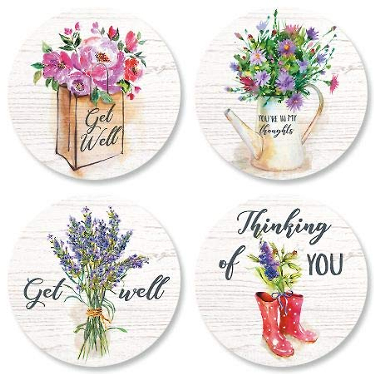 Bouquets Envelope Seals (4 Designs) - Set of 24, Flat Sheet, Self-Stick Stickers