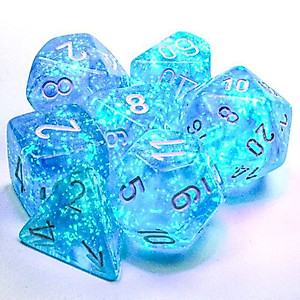 Chessex Polyhedral 7-Die Set - Borealis Sky Blue/White with Luminary 27586 (CHX27586)
