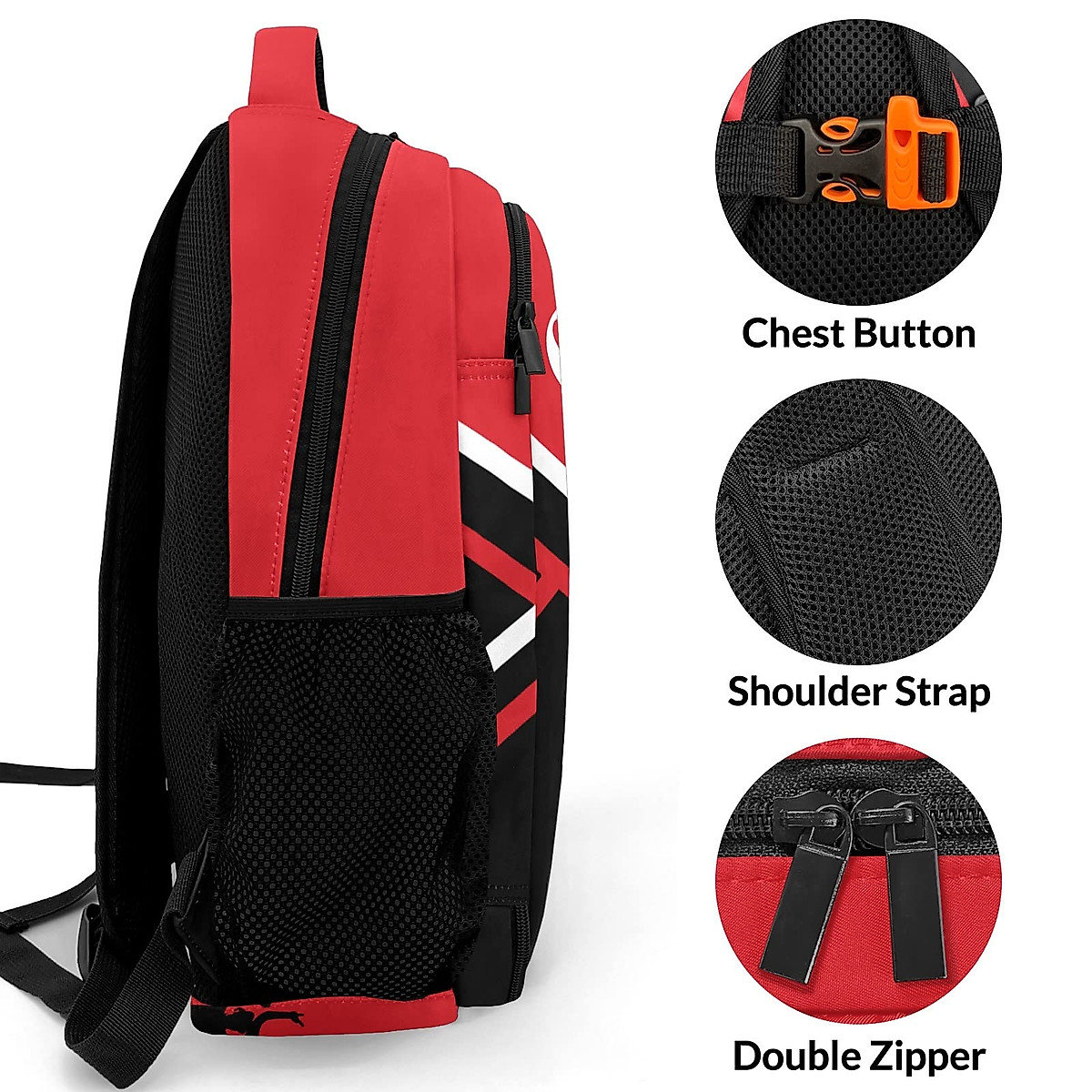 Anneunique Personalized Cheerleaders Backpack Multifunctional Waterproof Laptop Bag for Travel Gift Cheer Pom Red Black