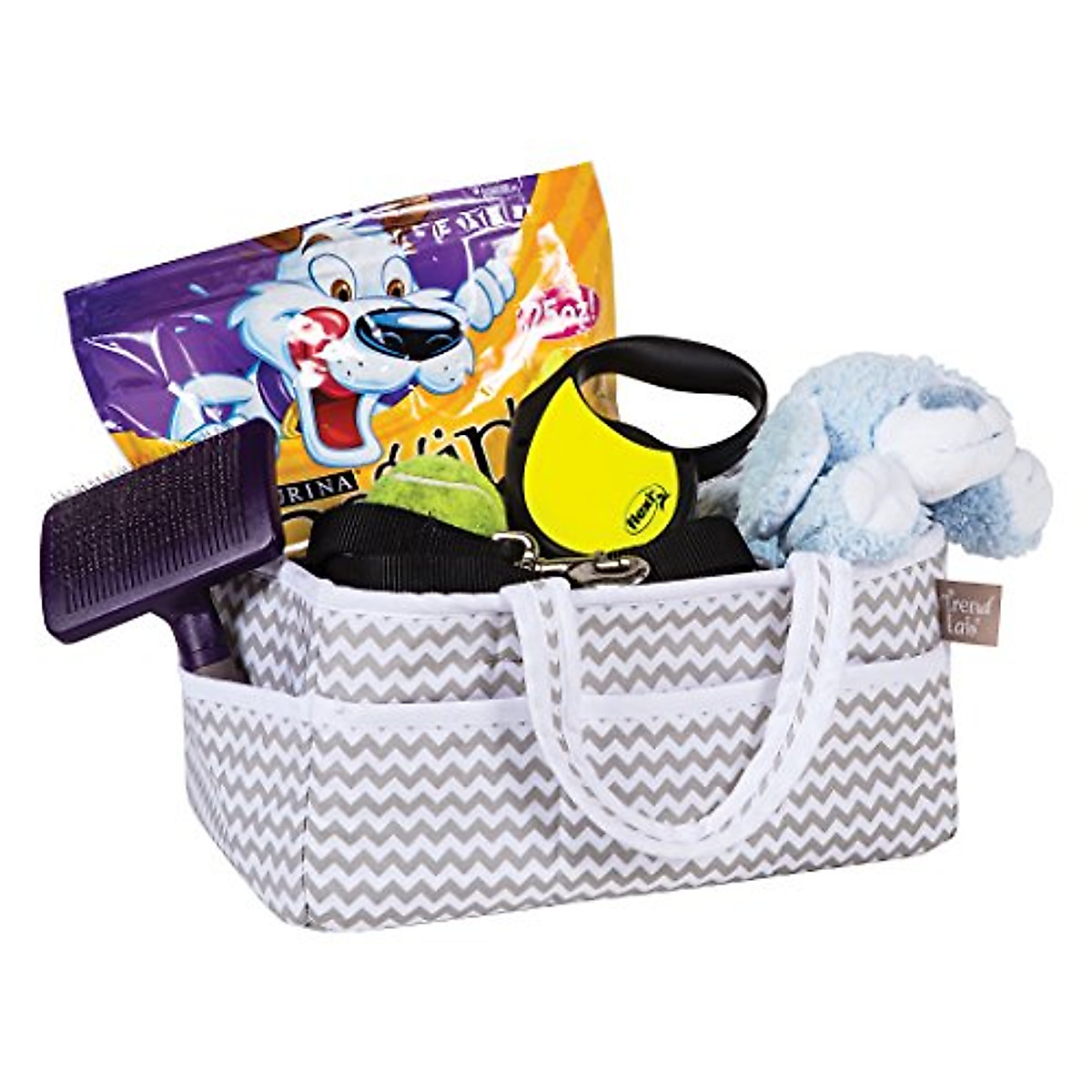 Trend Lab Dove Gray Chevron Storage Caddy Diaper Organizer for Baby Nursery and Changing Table Accessories, 12 in x 6 in x 8 in (Pack of 2)