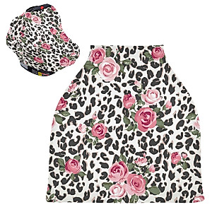 Nursing Cover Breastfeeding Scarf Rose Leopard Cheetah- Baby Car Seat Covers, Stroller Cover, Carseat Canopy (j)