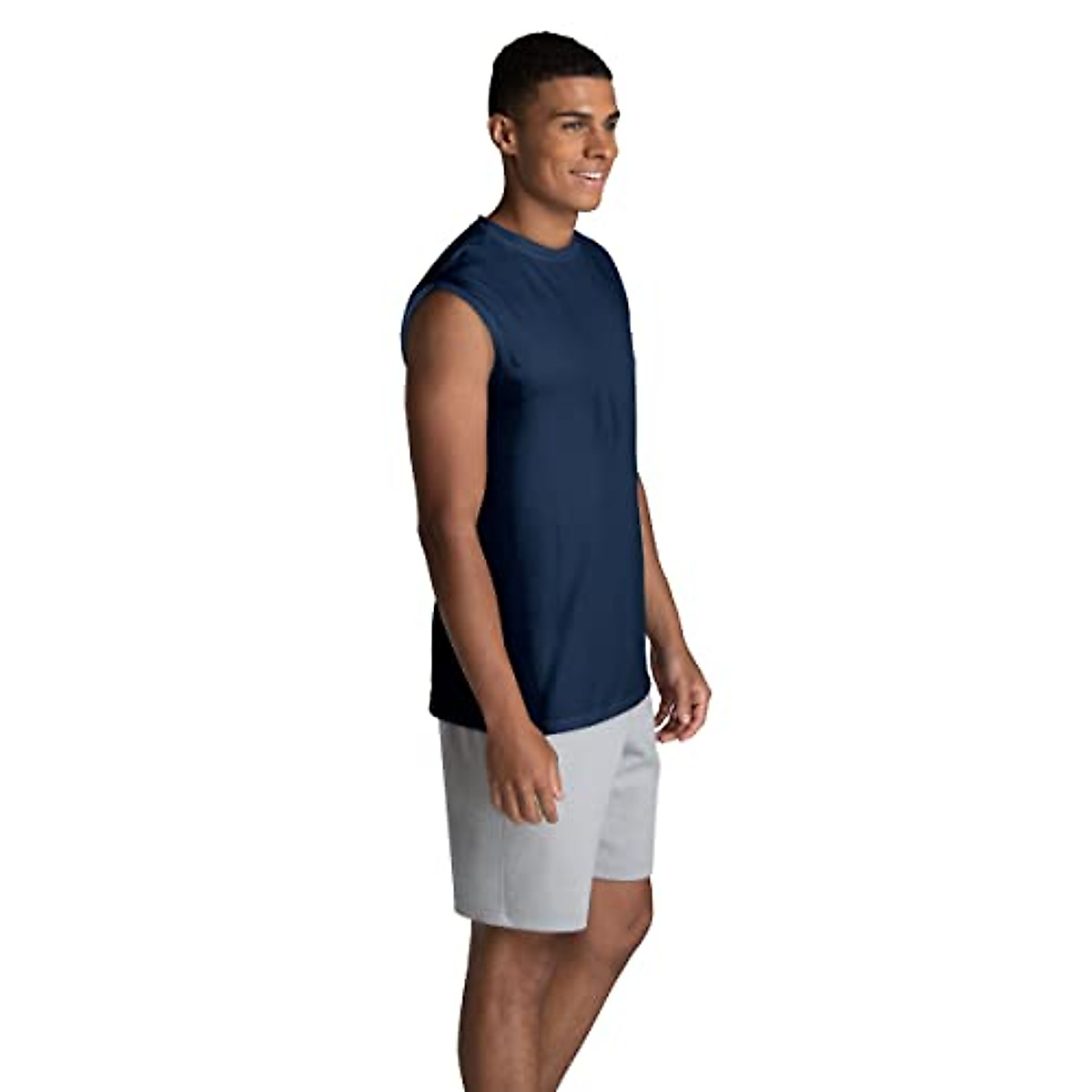 Fruit of the Loom Men's Eversoft Cotton Sleeveless T Shirts, Breathable & Moisture Wicking with Odor Control, Sizes S-4x, Muscle-2 Pack-Navy