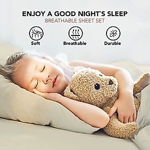 Deconovo Bed Sheets California King Sheet Sets Beige Cal King Microfiber 16" Deep Pocket 1800 Thread Count Luxury Comfort Bedding Silky Soft Touch 4 Pieces Pillowcases Flat Sheet & Fitted Sheet