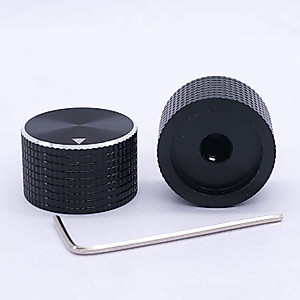 Taiss 2Pcs Guitar Knobs,Electronic Control Potentiometer Knobs, Black Aluminum Volume Audio Electric Guitar Bass Control Knobs,25 mmx15 mm 6.4mm / 0.25" Rotary Control knob