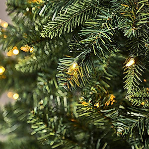 Evergreen Classics 6.5 ft Pre-Lit Vermont Spruce Quick Set Artificial Christmas Tree, Remote-Controlled Color-Changing LED Lights