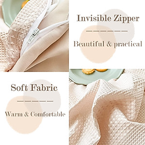 Beyeutao Brown Waffle Duvet Cover Ultra Soft Washable Queen Duvet Cover Comforter Textured 3 Piece Bedding Set with Duvet Cover Pillowcases Zipper Closure.