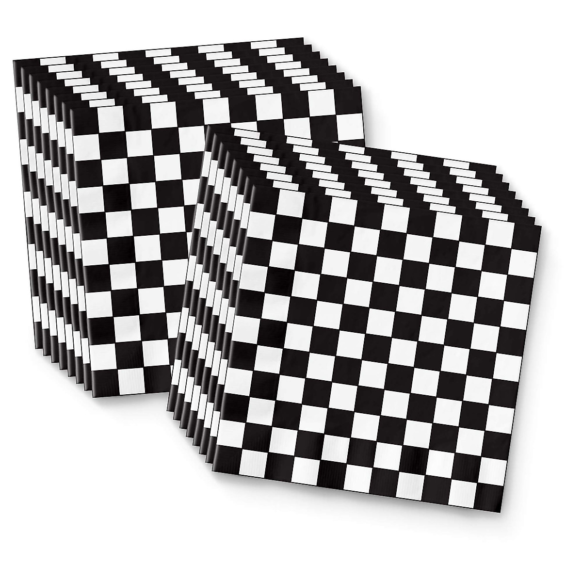Checkered Flag Party Supplies - Black and White Checkered Party Supplies - Race Car Theme Party | Tableware Set Includes Plates Napkins and Cups | Kit for 16