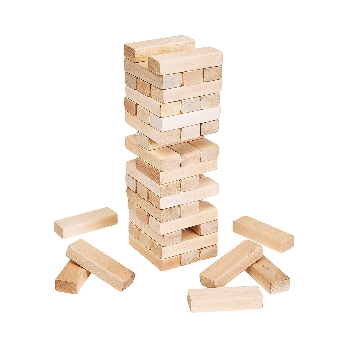 Pennsylvania Woodworks Maple Tumble Tower Game - Heavy Duty Timber Tower Wooden Block Set - Stackable Hardwood Blocks - Tabletop & Outdoor Family Games - Maple Hardwood