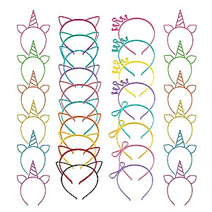 Lawie 30 Pack Plastic Cat Ears Headband Headbands Crown Hair Hoop Tiara Hairband Birthday Halloween Christmas Party Accessories