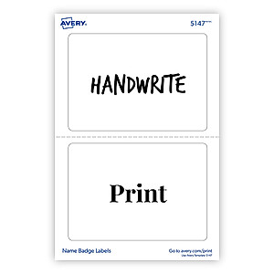 Avery Customizable Name Tags, 2-1/3" x 3-3/8", White, 100 Removable Name Badges (05147)