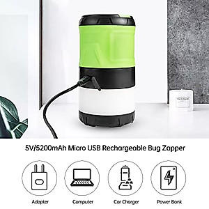 LED Camping Lantern & Bug Zapper & Flashlight 3-in-1, Rechargeable Mosquito Zapper, Portable Compact Camping Gear with Magnetic Base for Outdoors