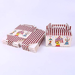 KEPATO 24PCS Carnival Circus Theme Party Decoration Favor Cupcake Paper Treat Boxes, Gift Cake Goody cookie Goodies Gable Treat Box, Baby Shower Birthday Party Supplies