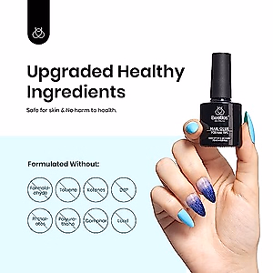 Beetles 5 in 1 Nail Glue Gel for Nail Tips and Clear Acrylic Nails Long Lasting, Curing Needed UV Extension Glue for Clear False Nail Tips and Clear Press on Nails, Nail Repair Treatment