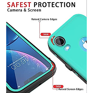 Diverbox for iPhone Xr Case Waterproof,Shockproof Dustproof IP68 Full-Body Sturdy with Kickstand Case Built-in Screen Protector,Underwater Full Sealed Cover Protective for iPhone Xr (Teal)