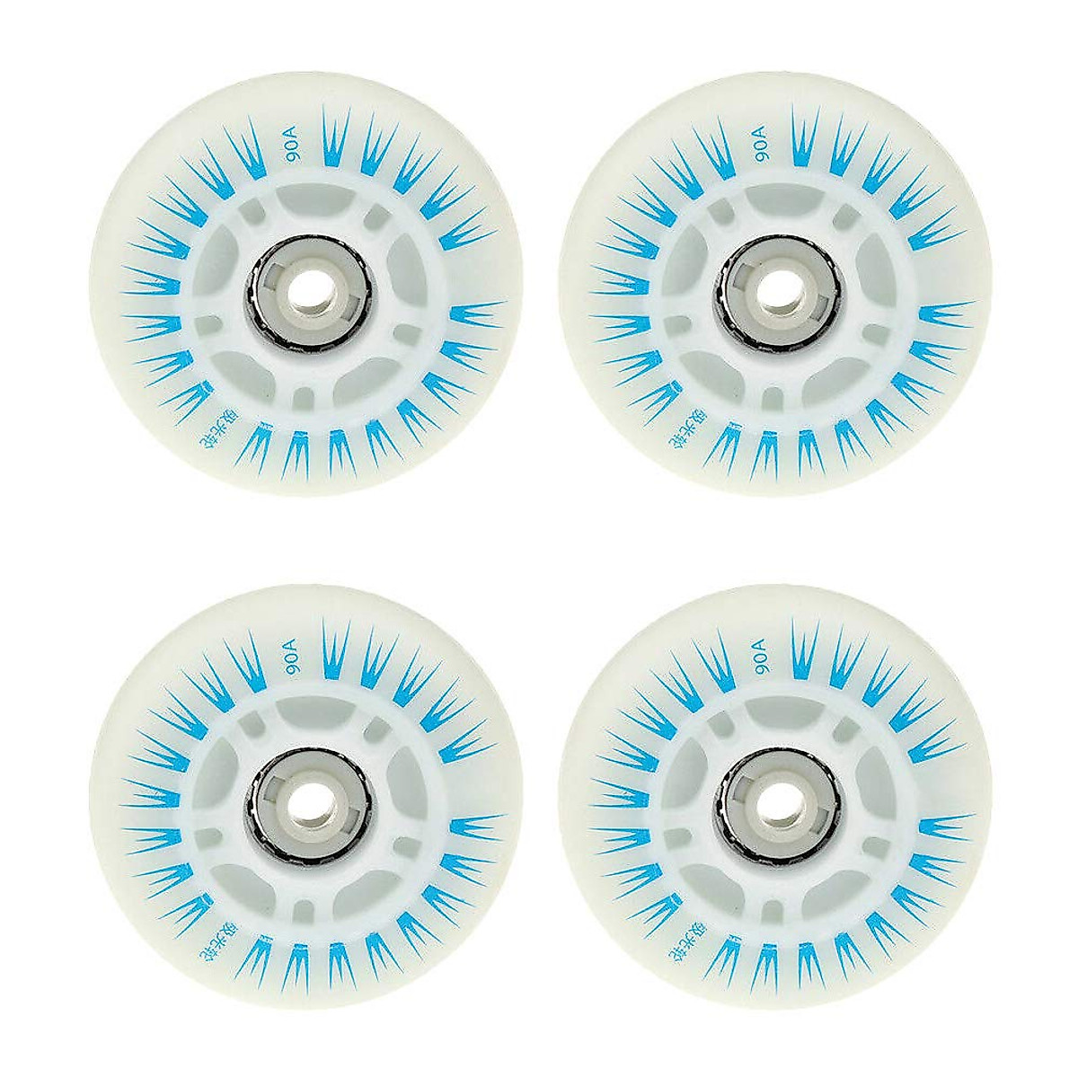 Gaweb Skating Shoes Wheels,4Pcs 76/80mm Skating LED Luminous Flashing Inline Roller Skates Shoes Wheels Blue 76mm